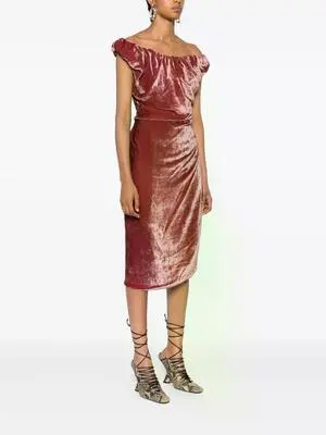 VIVIENNE WESTWOOD Off-shoulder Velvet Midi Dress