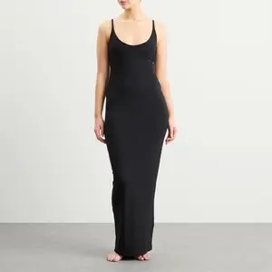 SKIMS Smooth Lounge Skimpy Scoop Neck Midi Dress - Obsidian