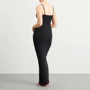 SKIMS Smooth Lounge Skimpy Scoop Neck Midi Dress - Obsidian