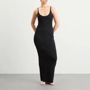SKIMS Smooth Lounge Skimpy Scoop Neck Midi Dress - Obsidian