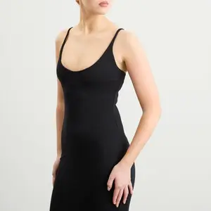 SKIMS Smooth Lounge Skimpy Scoop Neck Midi Dress - Obsidian