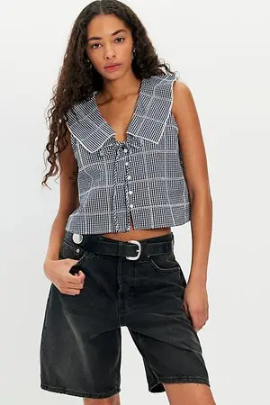 Collared Cropped Tops