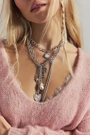 Free People Tate Layer Necklace - Silver