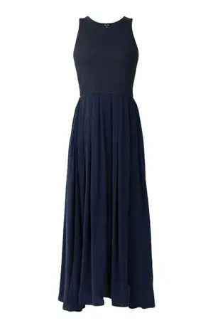 SAINT + SOFIA Renee Contrast A-line Dress - Blue