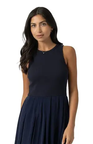 SAINT + SOFIA Renee Contrast A-line Dress - Blue