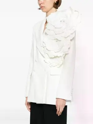 SAIID KOBEISY Tailored Blazer With Floral Detail - White