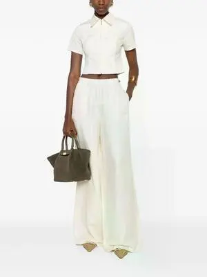 Max Mara Linen-blend Wide-leg Trousers - Neutrals