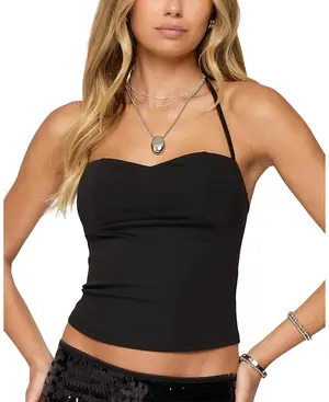 EDIKTED Jesika Sweetheart Halter Top Black