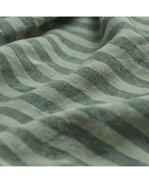 PIGLET IN BED Pembroke Stripe Linen Fitted Sheet - Pine Green