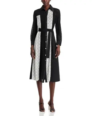 Misook Color Blocked Lace Tailored Jacket Dress