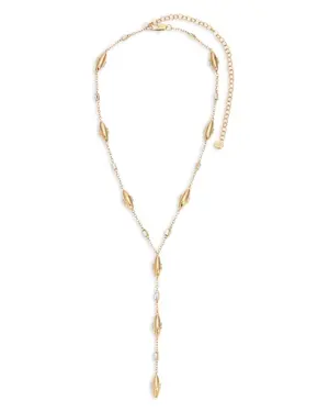 Ettika Baguette Crystal Oval Dome Lariat Necklace