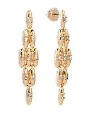 Ettika Baguette Cubic Zirconia Oval Dome Statement Earrings - Gold