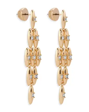 Ettika Baguette Cubic Zirconia Oval Dome Statement Earrings