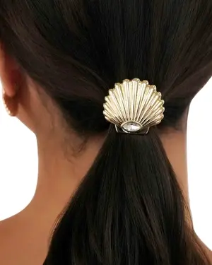 Ettika Santorini Cubic Zirconia Shell Hair Tie - Gold