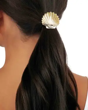 Ettika Santorini Cubic Zirconia Shell Hair Tie - Gold