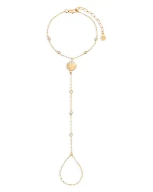 Ettika Santorini Cubic Zirconia Shell Hand Chain - Gold