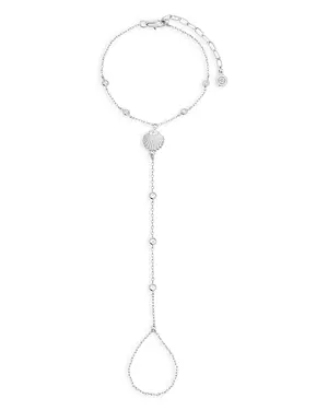 Ettika Santorini Cubic Zirconia Shell Hand Chain - Silver