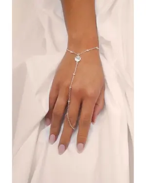 Ettika Santorini Cubic Zirconia Shell Hand Chain - Silver