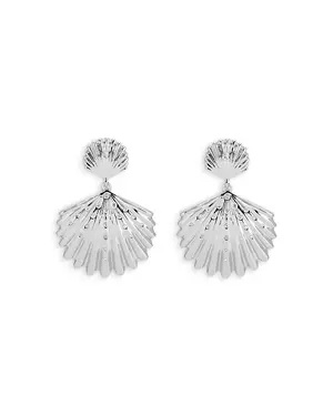 Ettika Sun Drenched Shell Drop Earrings - Silver
