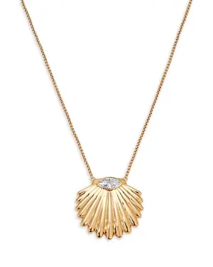 Ettika Cubic Zirconia Scallop Shell Pendant Necklace - Gold
