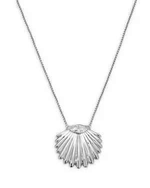 Ettika Cubic Zirconia Scallop Shell Pendant Necklace - Silver
