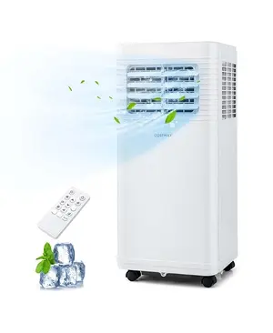 COSTWAY Portable Air Conditioner 8000 Btu 3 In 1 Ac Unit With Fan & Dehumidifier Sleep Mode - White