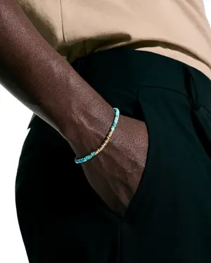 John Hardy 14k Yellow Gold Heishi Turquoise Bracelet