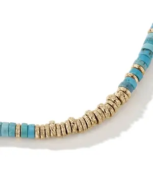 John Hardy 14k Yellow Gold Heishi Turquoise Bracelet