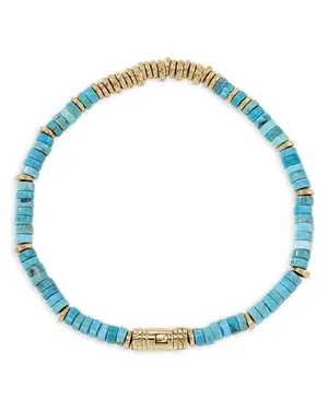 John Hardy 14k Yellow Gold Heishi Turquoise Bracelet