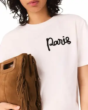 Maje Tee With Embroidered Paris Logo