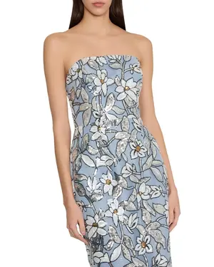 MILLY Magnolia Floral Sequins Maxi Dress