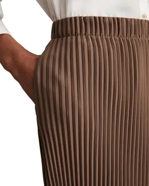 REISS Pippa Jersey Pleated Column Skirt - Chocolate