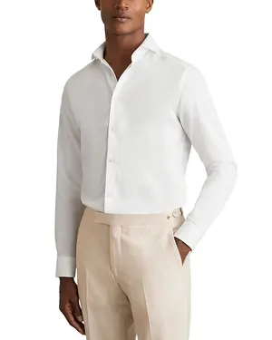 REISS Storm Slim Fit Button Front Shirt - White