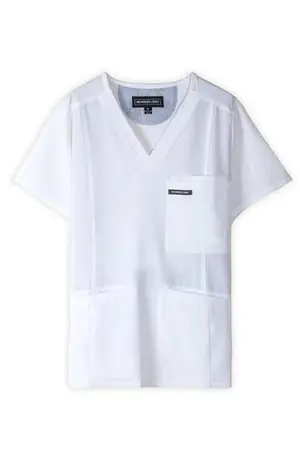 MEMBERS ONLY Siena 5-pocket V-neck Scrub Top - White