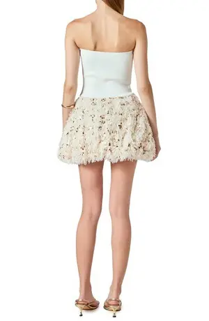 Endless Rose Feather & Sequin Strapless Minidress