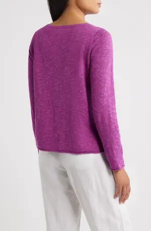 Eileen Fisher Boat Neck Organic Linen & Cotton Sweater