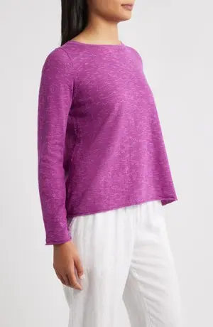Eileen Fisher Boat Neck Organic Linen & Cotton Sweater