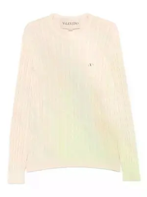 Valentino Garavani Vlogo Cable-knit Sweater - Neutrals