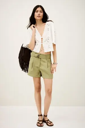 Ba&sh Demie Belted Pleated Shorts
