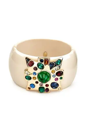 KENNETH JAY LANE Emerald Center Maltese Cross Bracelet - Gold