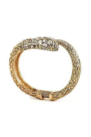 KENNETH JAY LANE Crystal Snake Head Bracelet - Gold