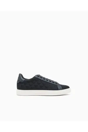 Emporio Armani Nylon Jacquard Sneakers - Navy