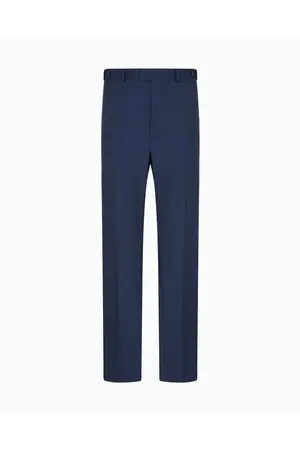Emporio Armani Icon Tropical Light Wool Canvas Trousers - Blue