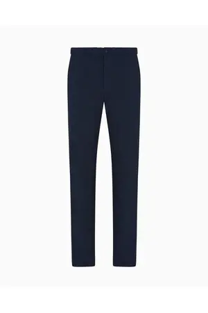 Emporio Armani Icon 3d Piqué-effect Crêpe Jersey Trousers - Blue
