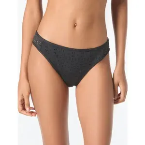 Michael Kors High Leg Inset Bikini Bottom - 001-black