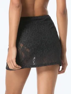 Michael Kors Lace Pull On Cover Up Skirt - Black