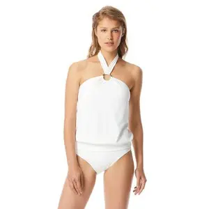 Michael Kors Logo Ring Blouson Tankini Top - White