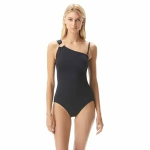 Michael Kors Logo Ring One Shoulder One Piece Swimsuit