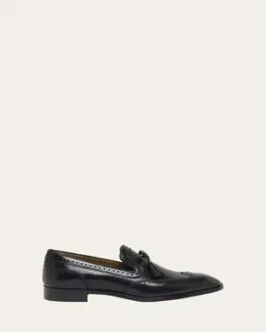 CHRISTIAN LOUBOUTIN Grave Wingtip Brogue Leather Loafers - Black