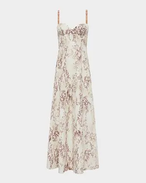L'Agence Sutton Snake Maxi Dress - Light Sage Multi Desert Snake